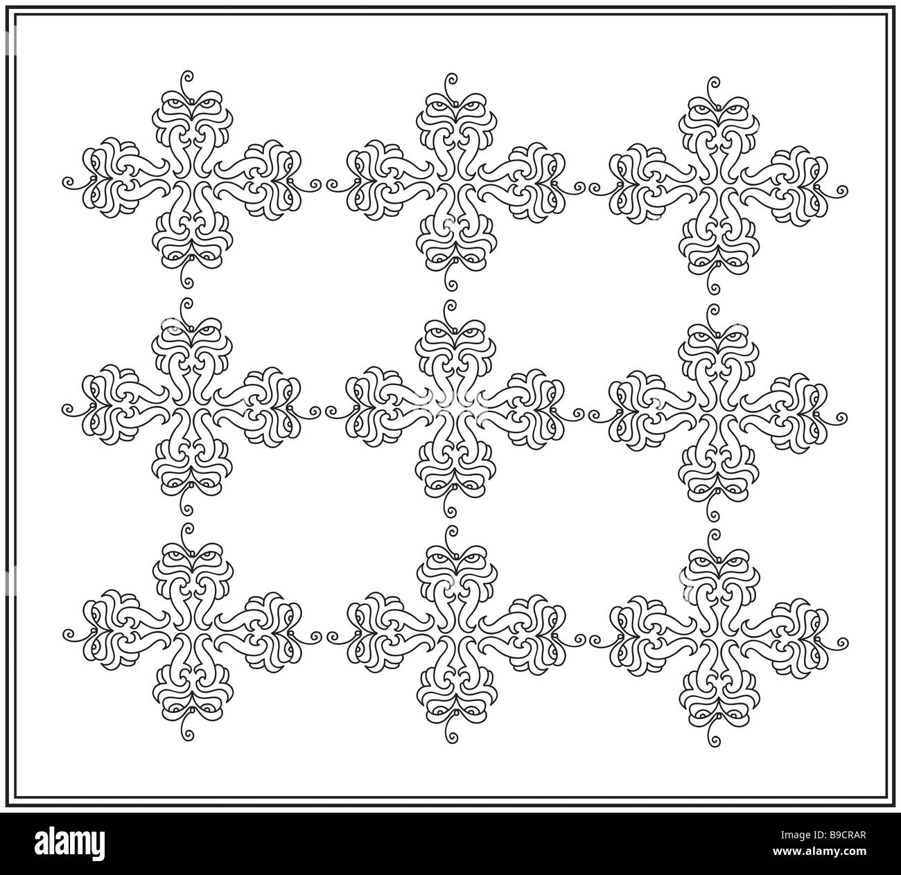Vector illustration floral cross Black and White Stock Photos & Images ...