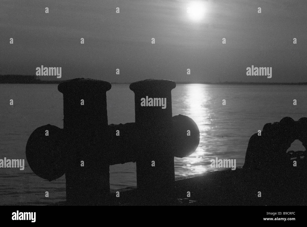 Ferry crossing across the Volga River at night Stock Photo - Alamy