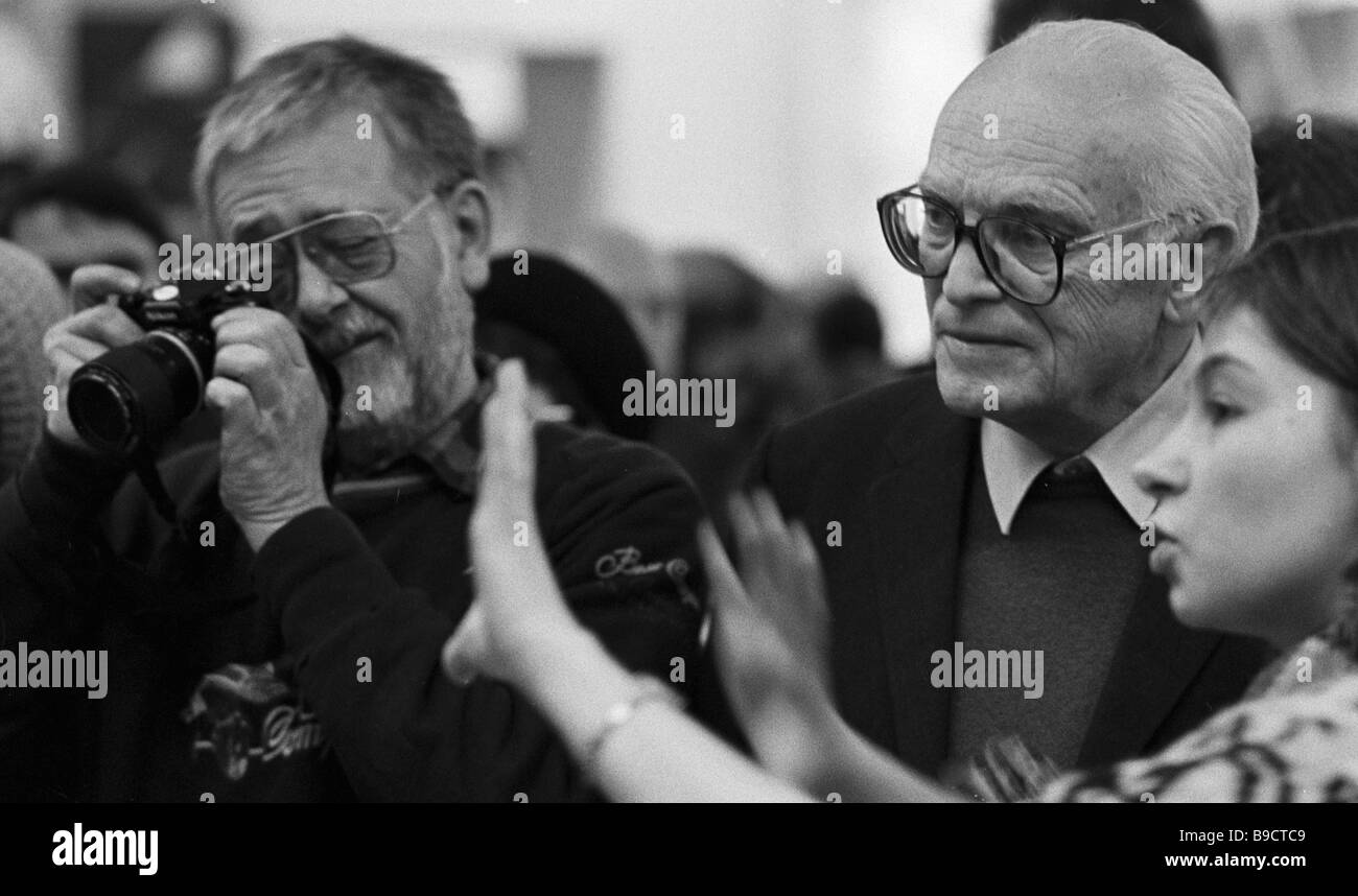 Herluf Bidstrup Danish cartoonist at an exhibition of Leningrad posters ...