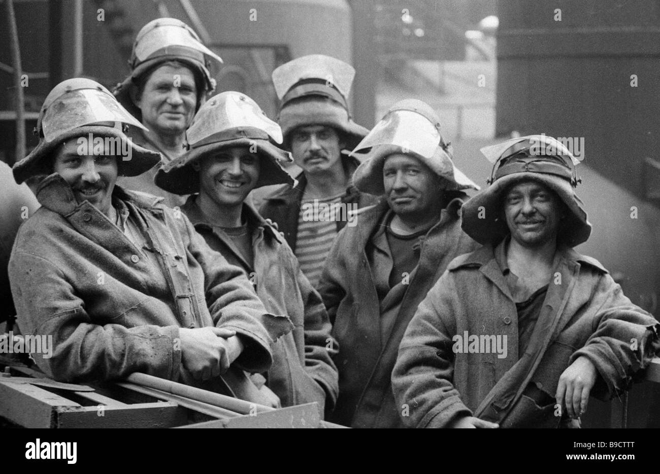 Operators of blast furnace No 9 at the Krivoi Rog iron and steel works ...
