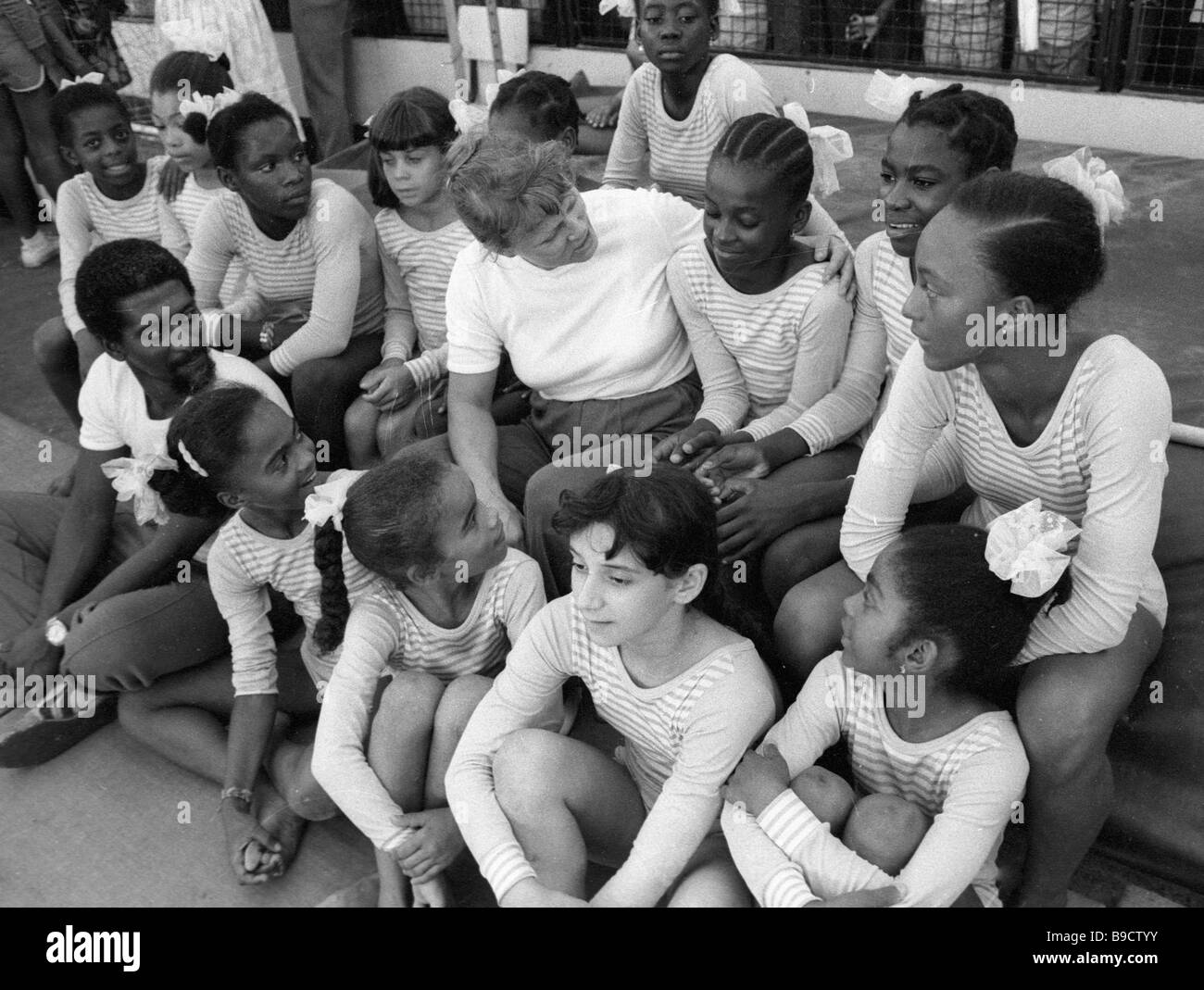 Soviet gymnastics coach Lyudmila Chistyakova center with her students ...