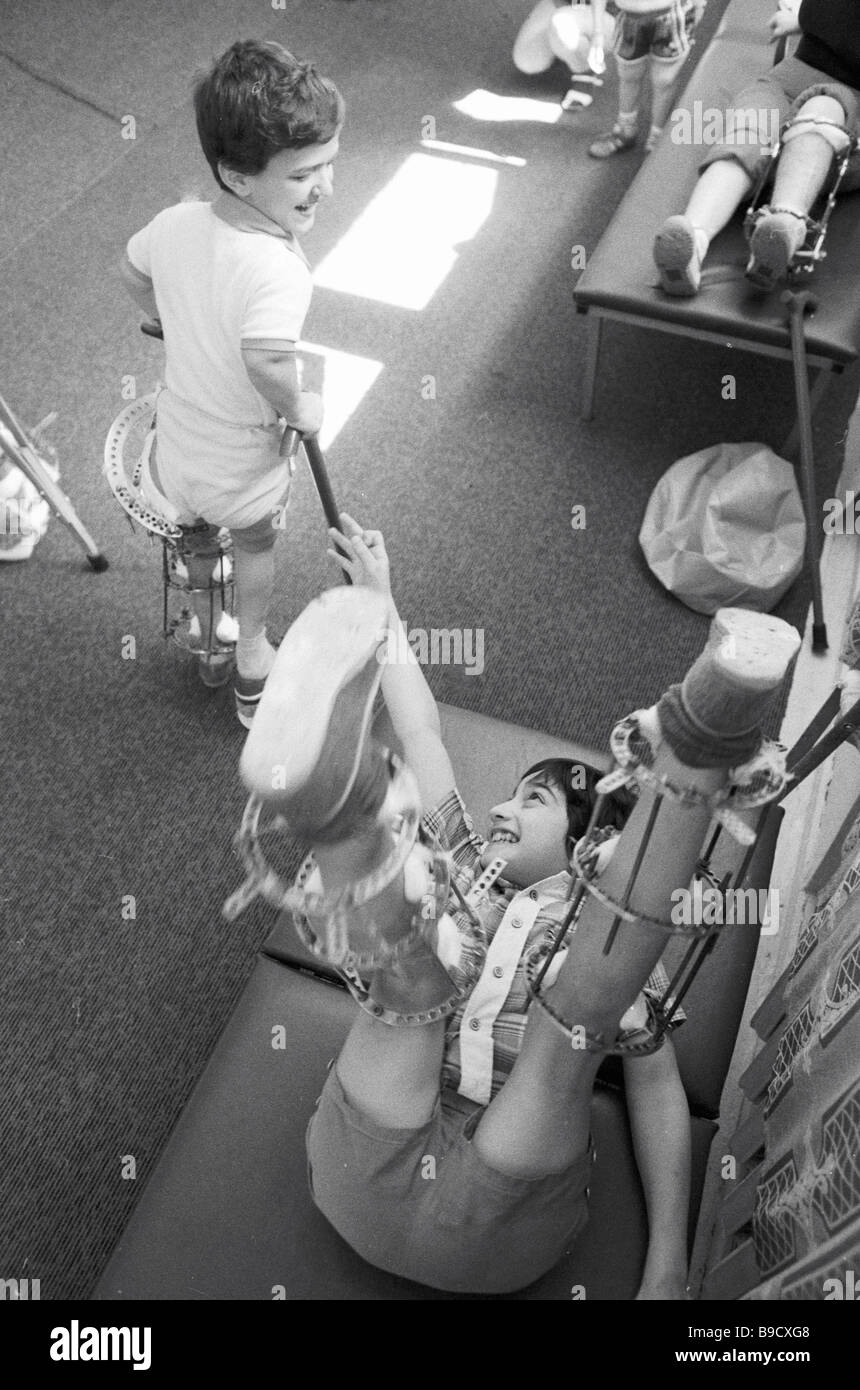 Young patients doing remedial exercises at the Kurgan Ilizarov research ...