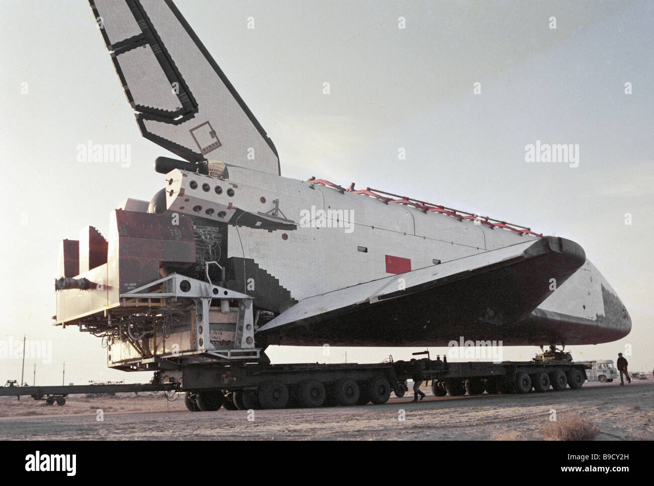 Buran an orbital reusable shuttle being prepared for a test launch ...