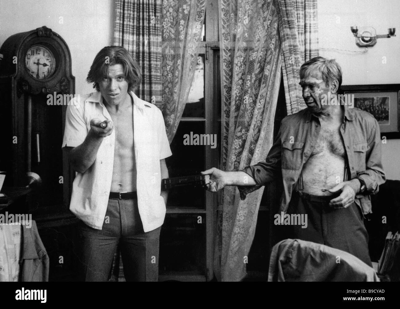 Actors Alexei Ananishnov left as Dmitry Malyanov and Vladimir Zamansky ...