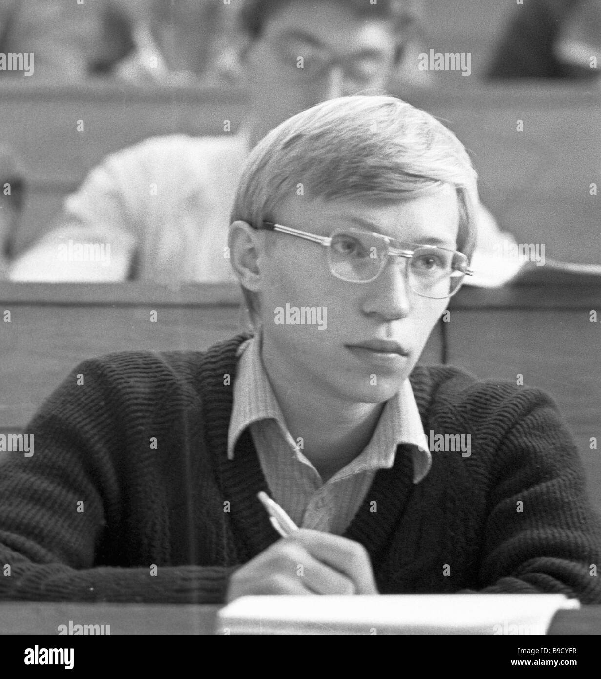 A student of Lvov Ivan Franko University in lecture Stock Photo - Alamy