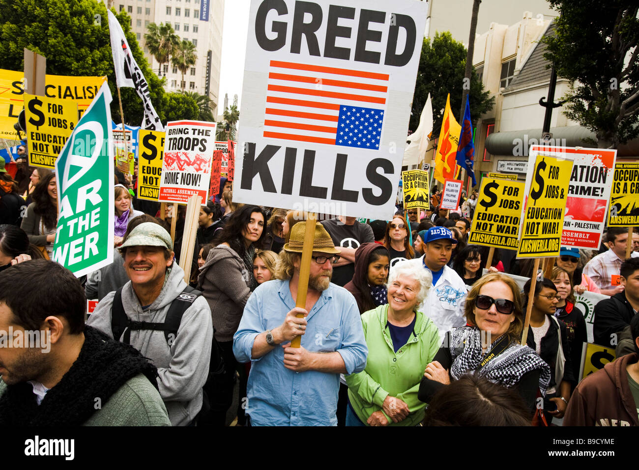 Crowd at Peace March on March 21 2009 Hollywood Boulevard and Vine ...