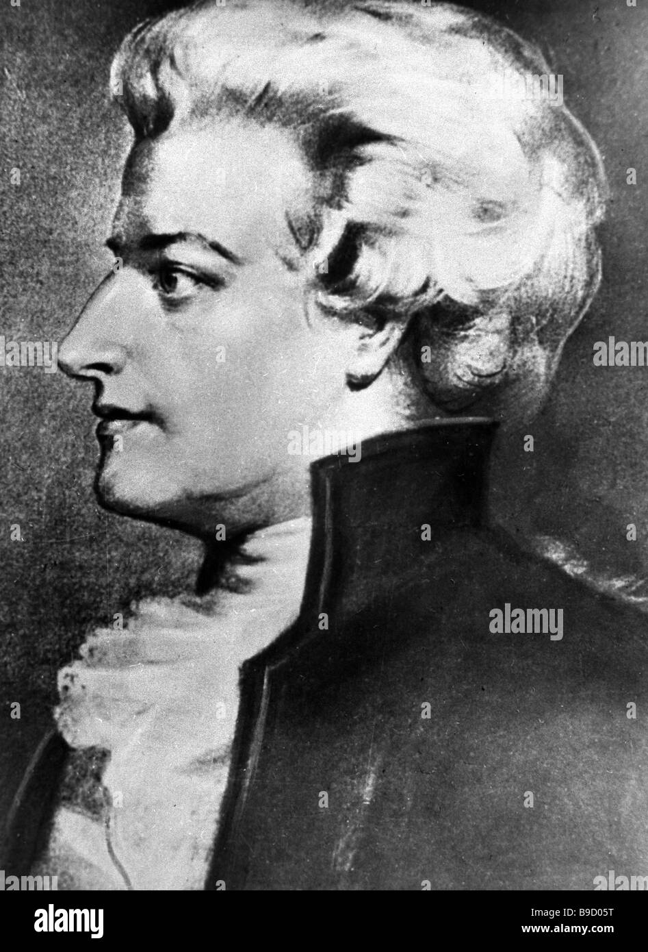 Reproduction of the portrait Wolfgang Amadeus Mozart by an unknown ...