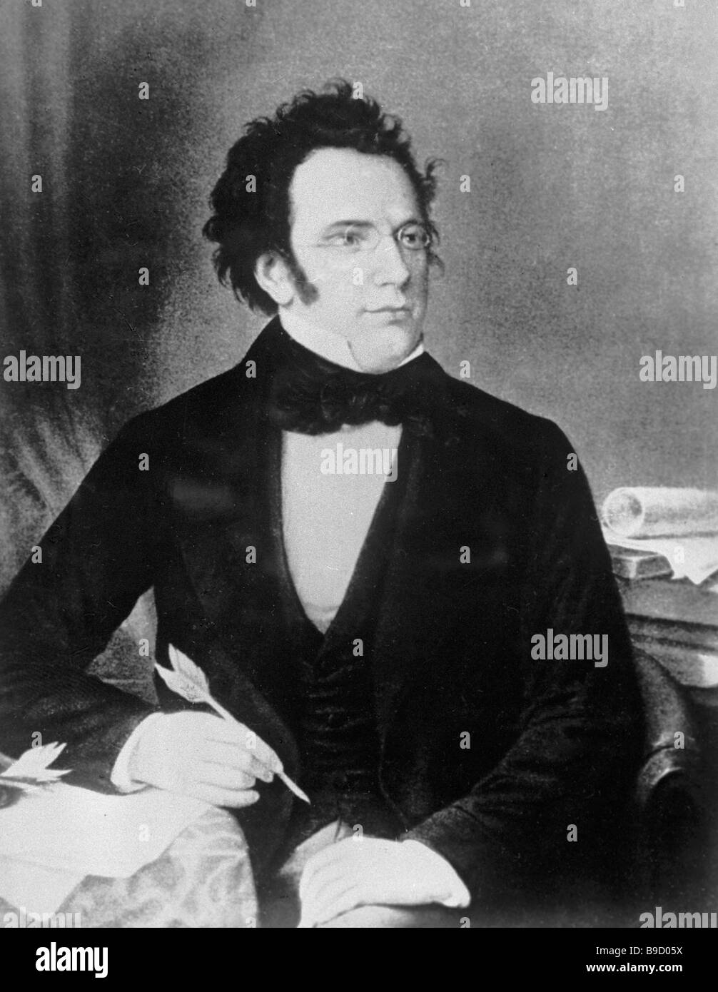 Reproduction of The Portrait of Franz Schubert by an unknown painter ...