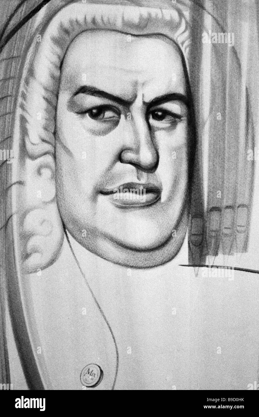 A print on the painting Bach by Soviet artist Otari Kandaurov Stock ...