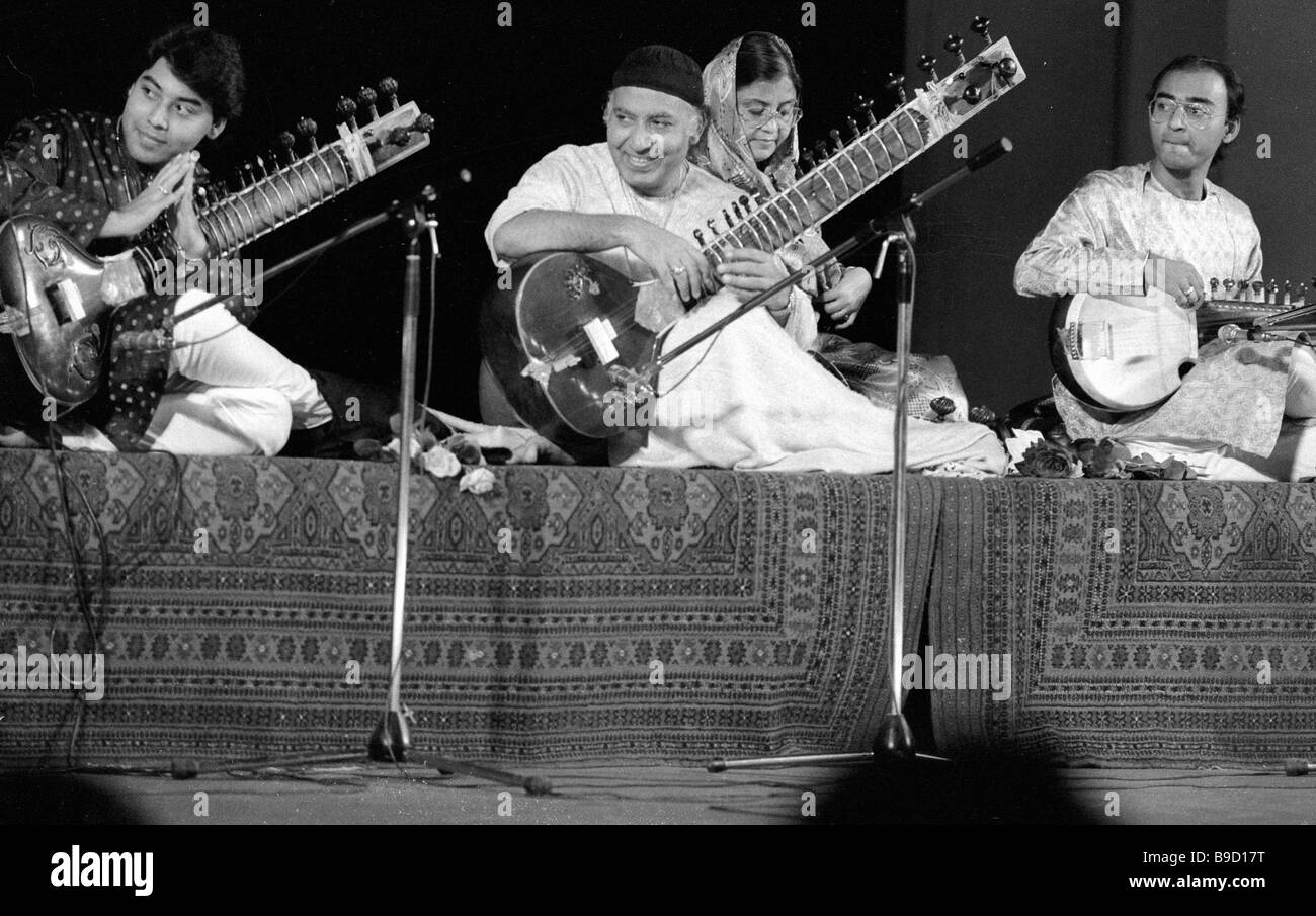 North Indian music performers giving a concert at an Indian festival in ...