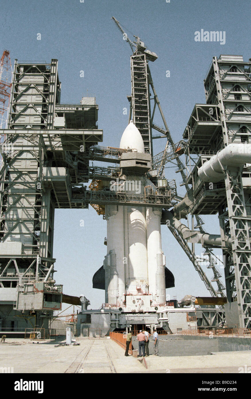The rocket of the Energiya all purpose space transport system being ...