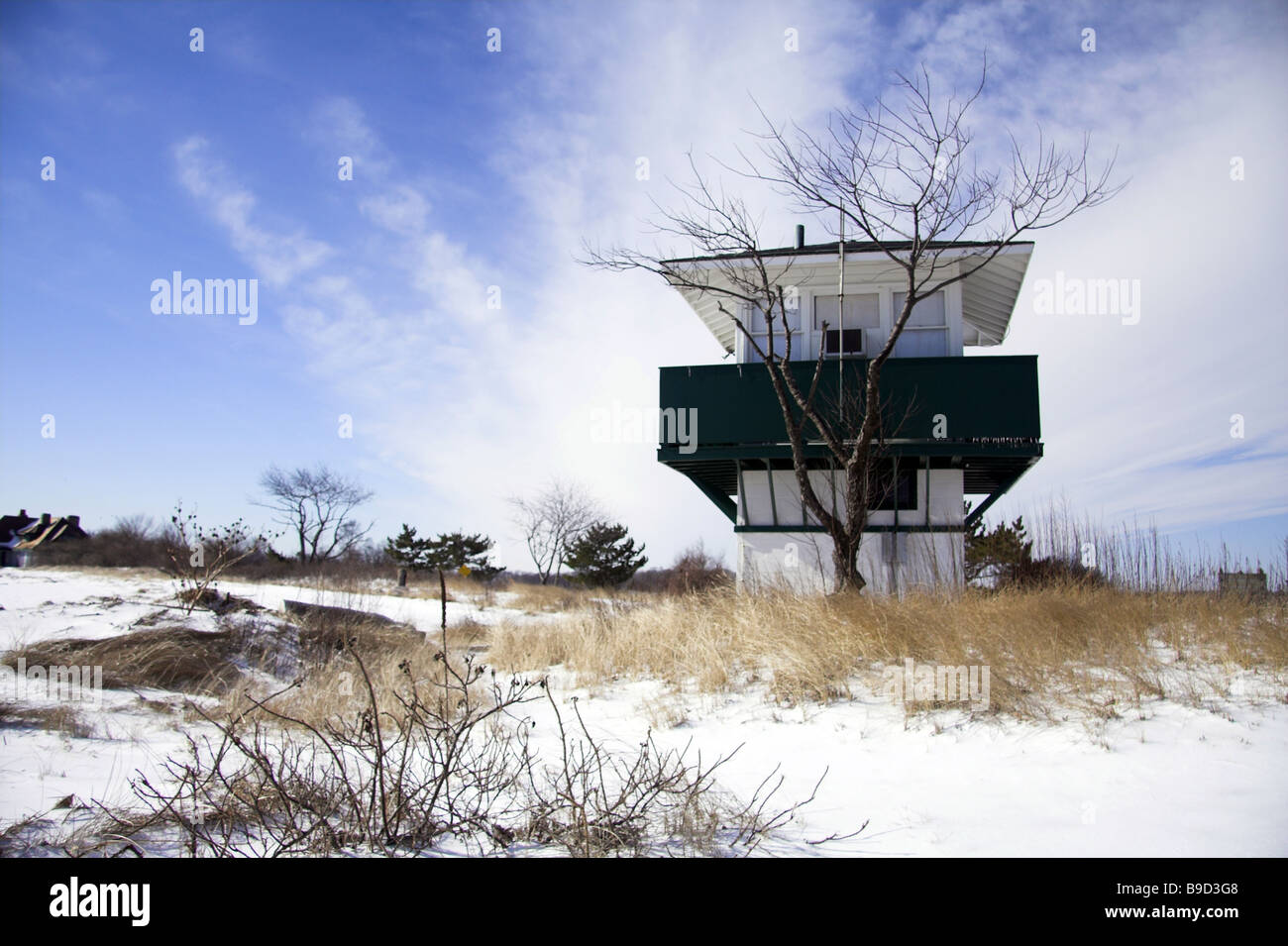 Look out post set on a frozen landscape Stock Photo - Alamy