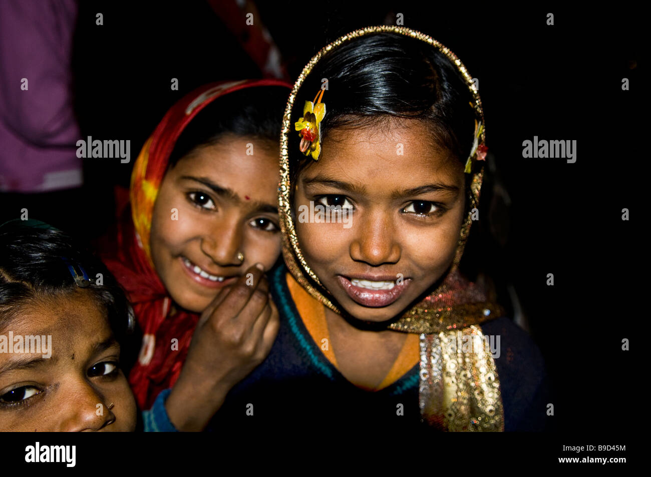 Cute and beautiful Indian children in the vibrant Amritsar night market ...