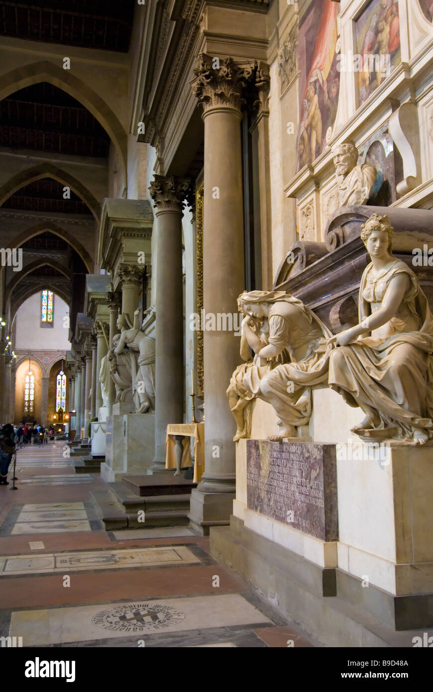 Tomb of Michelangelo inside Santa Croce church in Florence Italy Stock ...