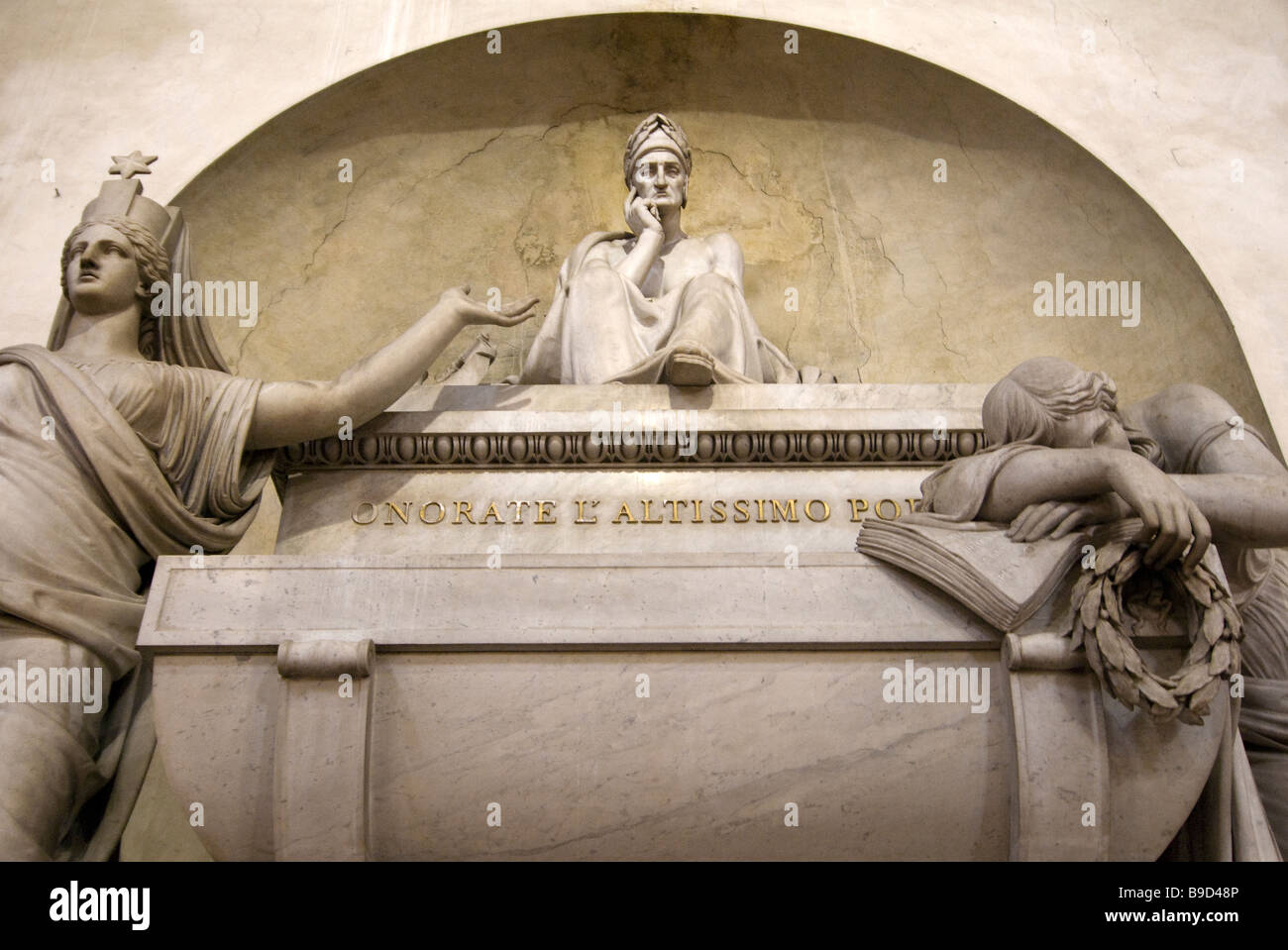 Tomb of Dante inside Santa Croce church in Florence Italy Stock Photo ...