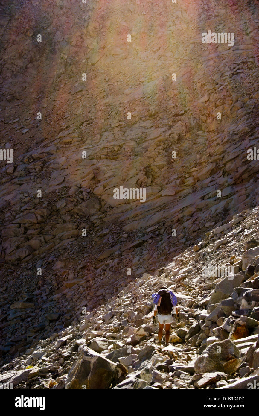 Day2 of running the John Muir Trail unassisted. Runner is ascending ...