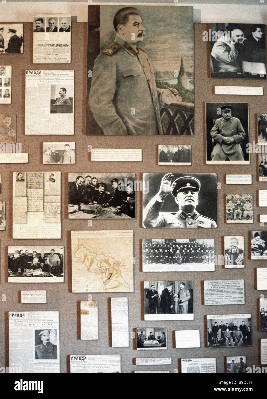 Reproductions of photographs and newspaper articles about Josef Stalin ...