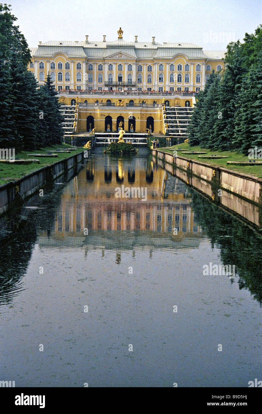 Grand Palace designed by architect Rastrelli at Peterhof Petrodvorets ...