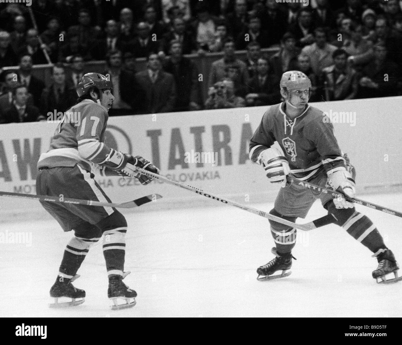 Soviet national ice hockey team left wing Valery Kharlamov left during ...