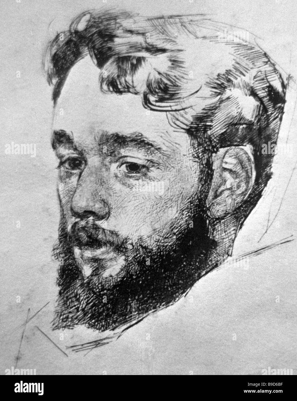 Portrait of the Russian writer Nikolai Garin Mikhailovsky by painter ...