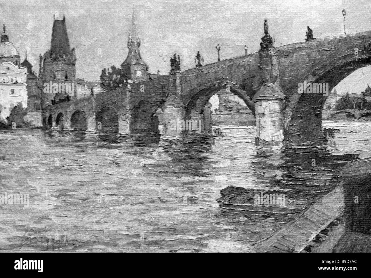 A reproduction of Yury Zhdanov s painting The Karlov Bridge in Prague ...