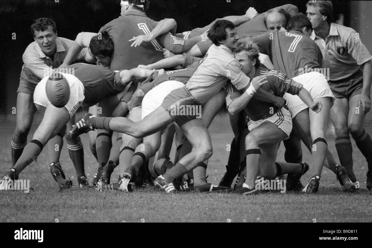 A play moment in a game between Soviet and Romanian teams at the ...