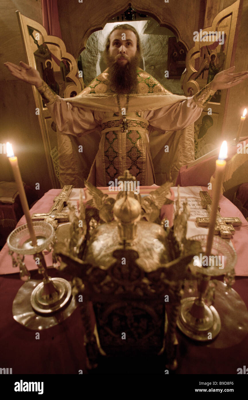 Father Zenon a priest of the Pskovo Pechersky Monastery Stock Photo - Alamy