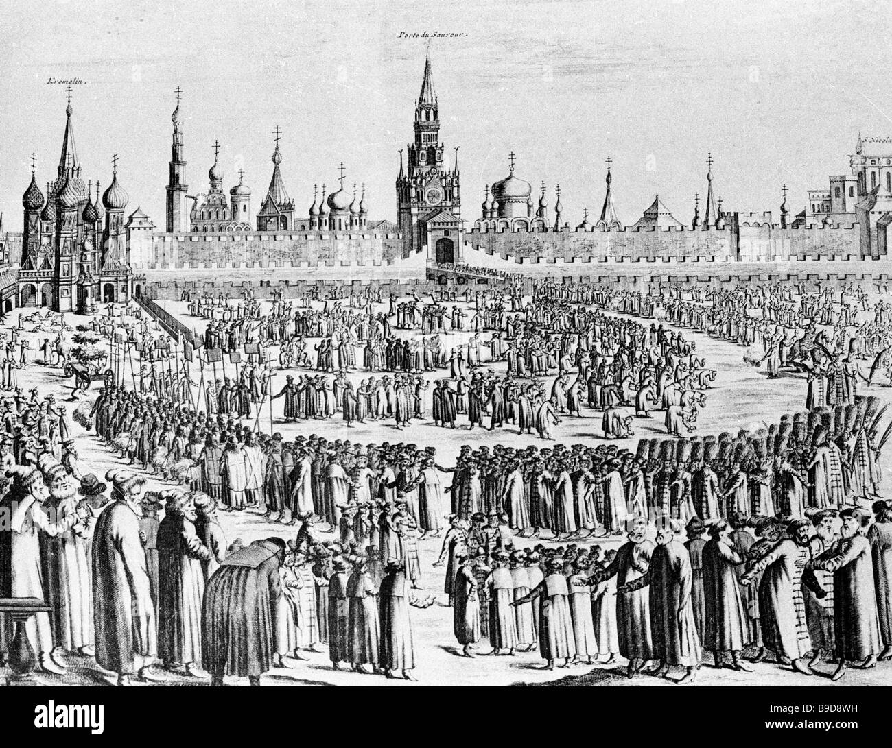 Reproduction of engraving Kremlin based on a 1636 drawing by Olearius ...