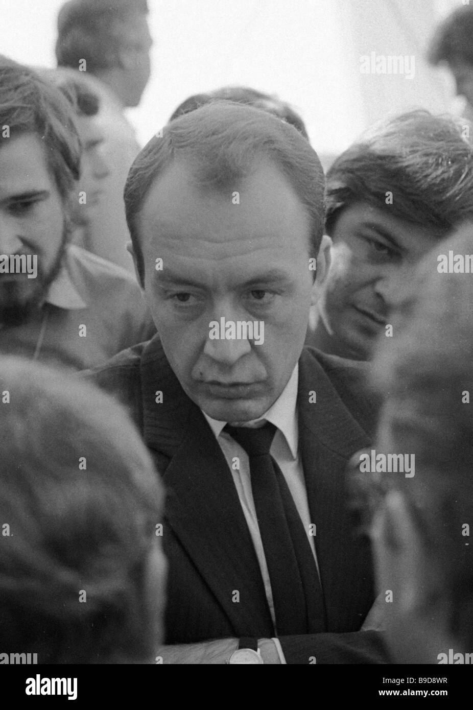 VLKSM Central Committee First Secretary Viktor Mironenko giving an ...