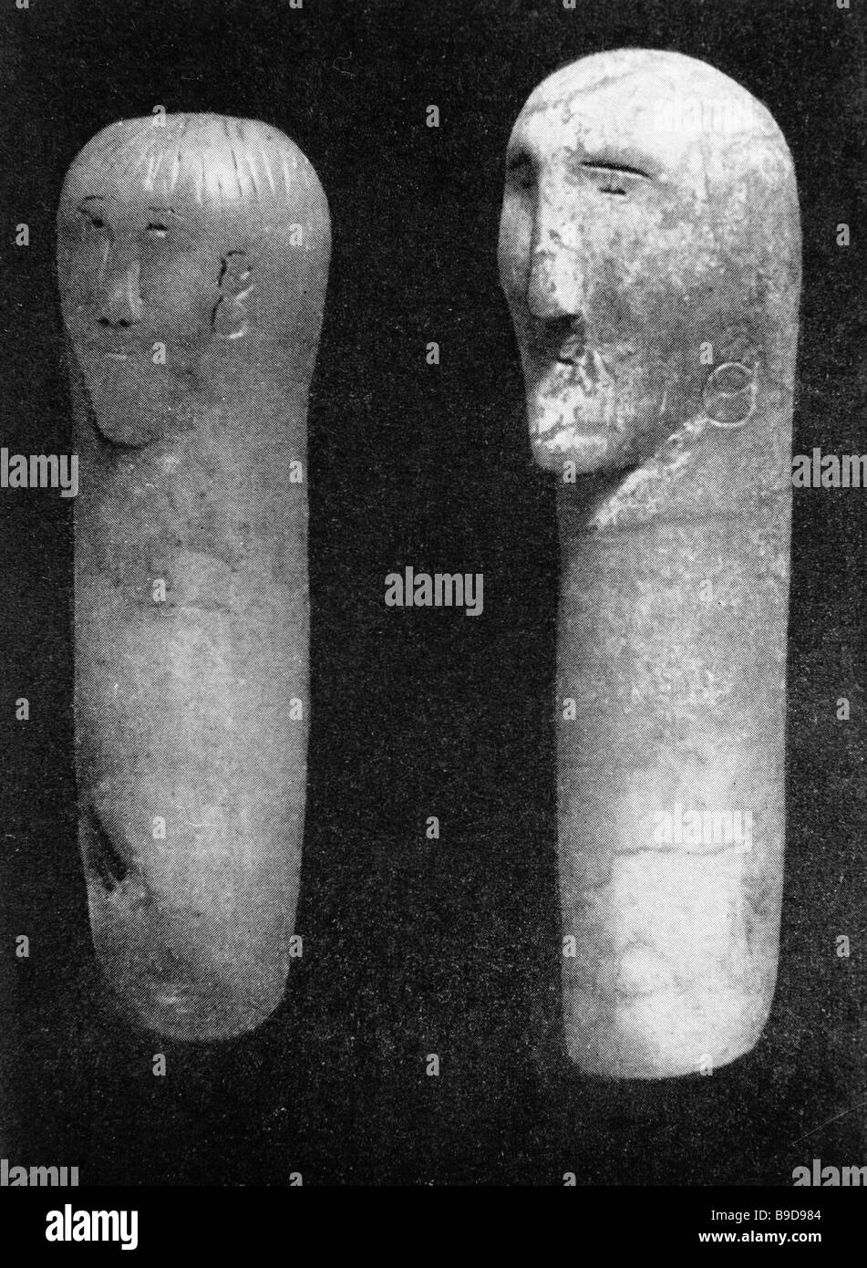 These stone figurines were unearthed in excavating prehistoric ...