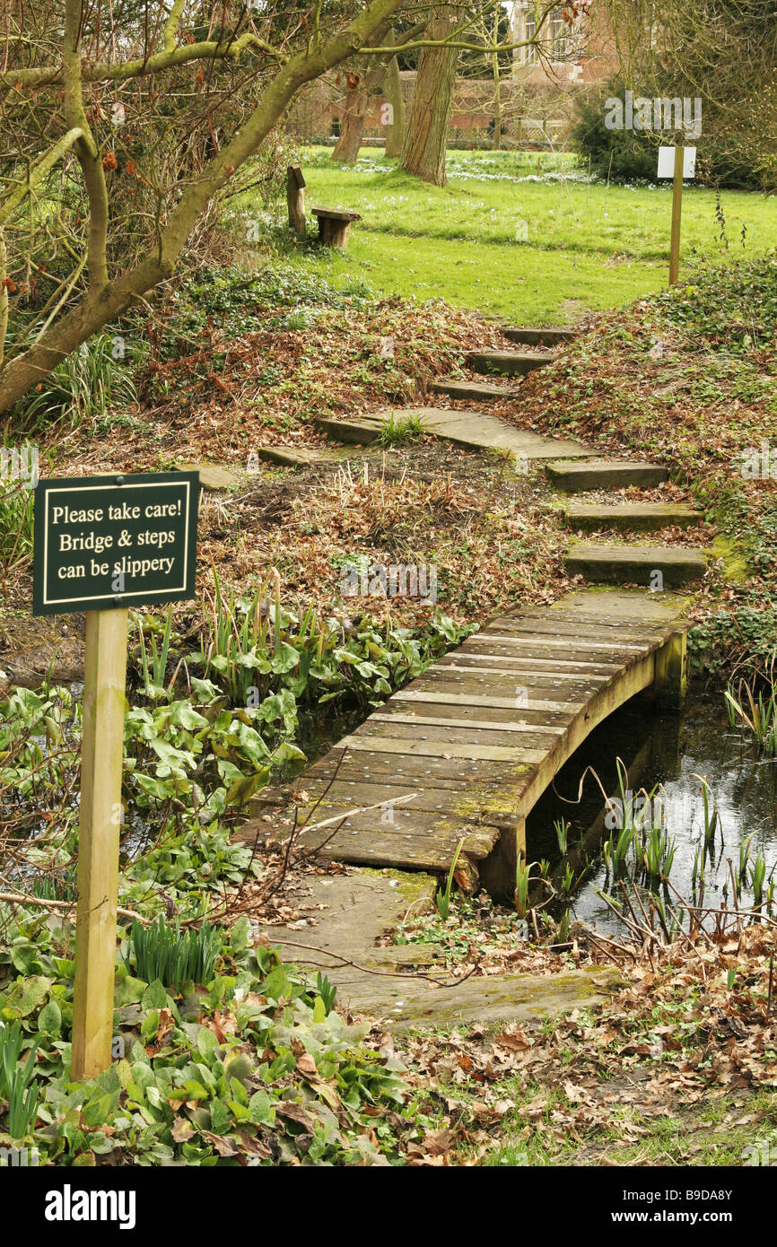 Woodland walk, Little bridge over a small pond, please note bridge and ...