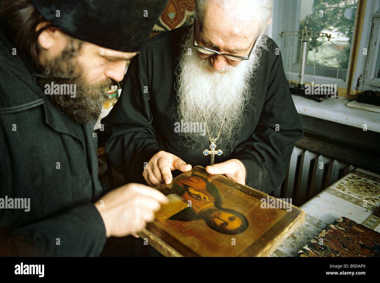 Archbishop Nicholas and Archdeacon Juvenal in the icon painting studios ...