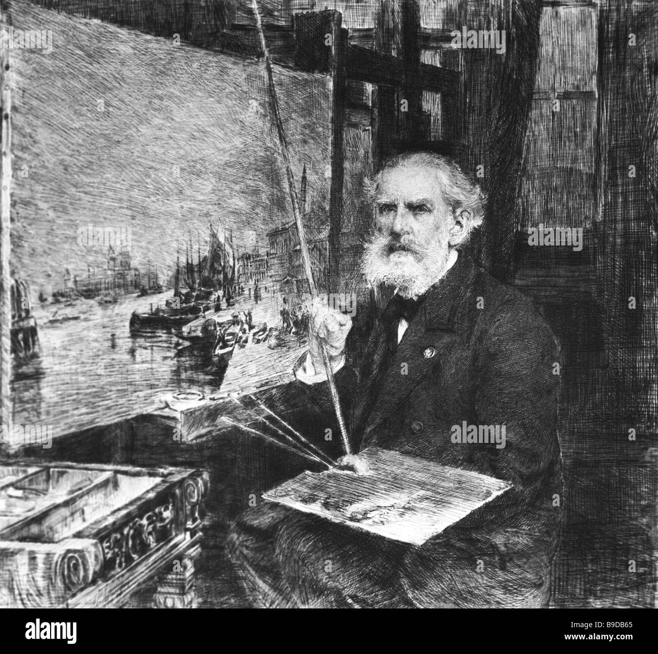 Portrait of Russian artist Alexei Bogolyubov 1824 1896 etching by ...