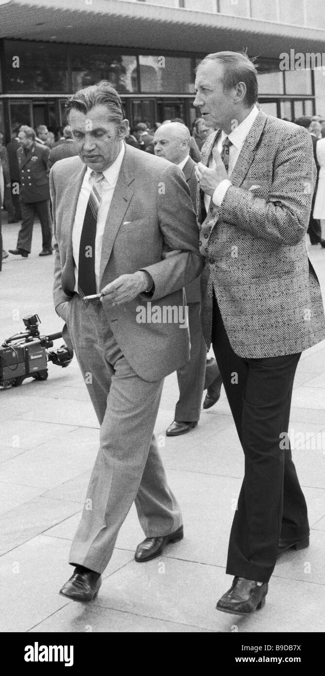 Poets Robert Rozhdestvensky left and Yevgeny Yevtushenko right in ...