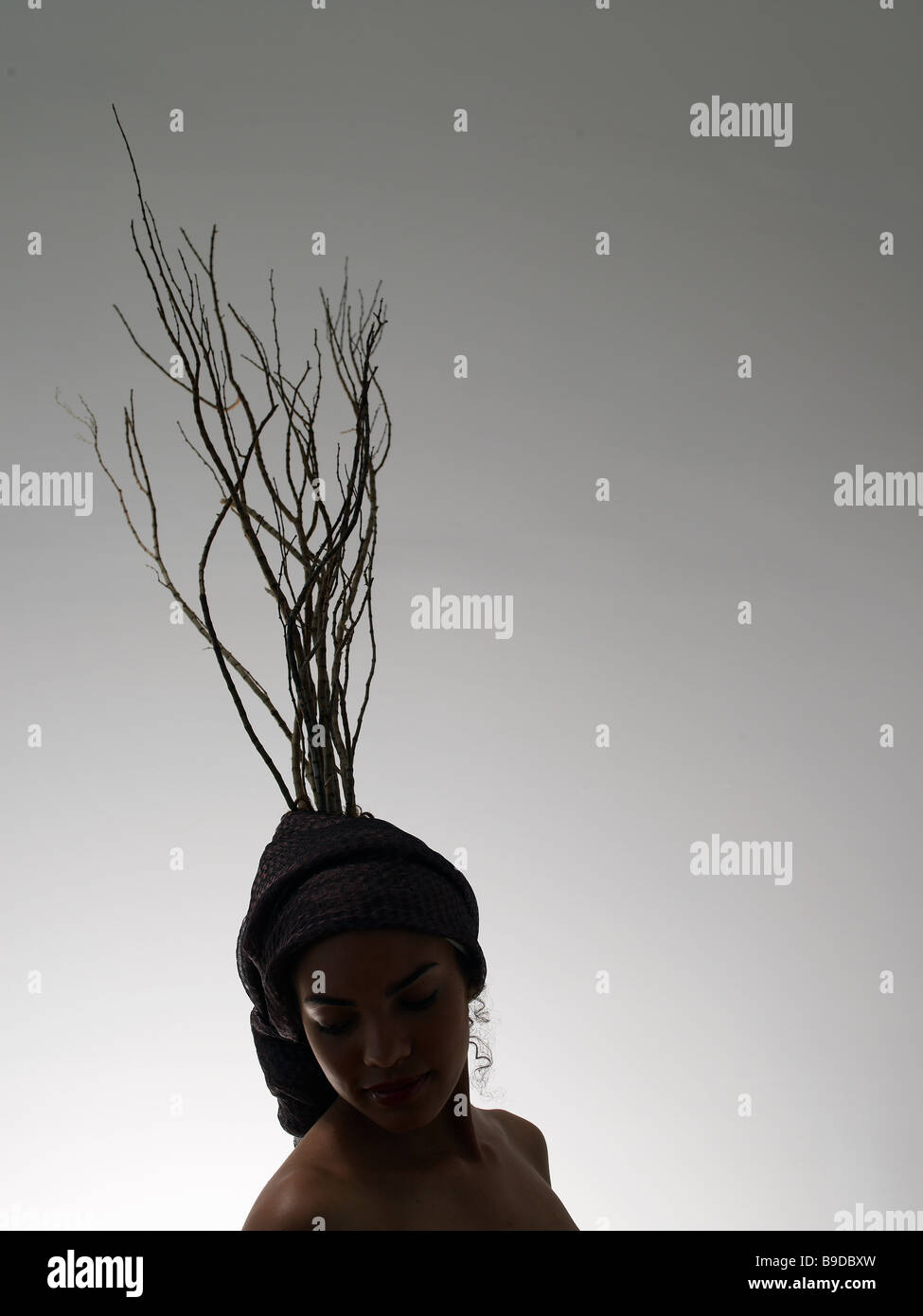 Women with tree branches coming from head Stock Photo - Alamy