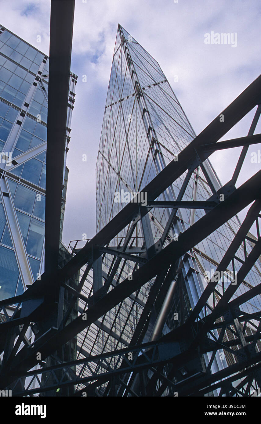 The Broadgate Tower, in the City of London, seen through the trusses of ...