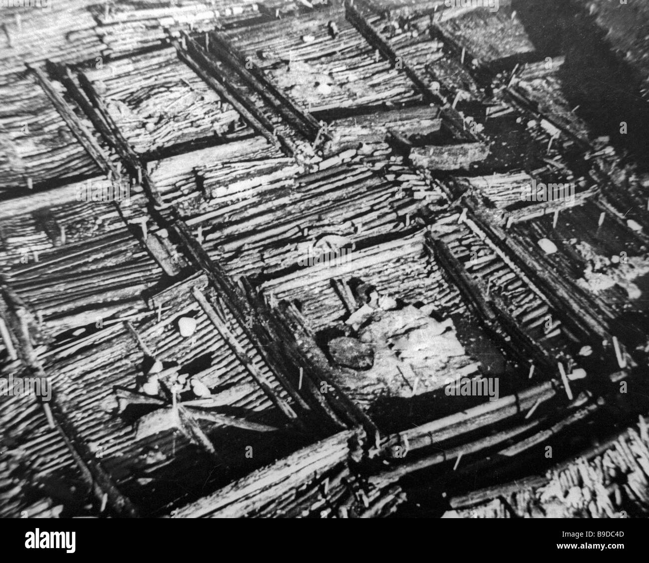 Archeological excavation on an island in Lake Araishi where ...