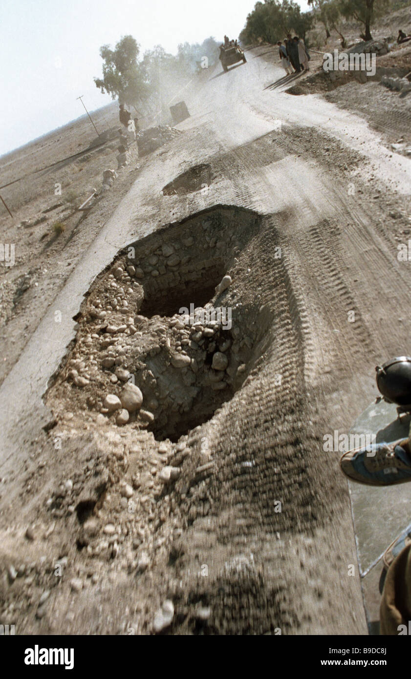 The Jalalabad Tarham road after blasting hidden landmines planted by ...