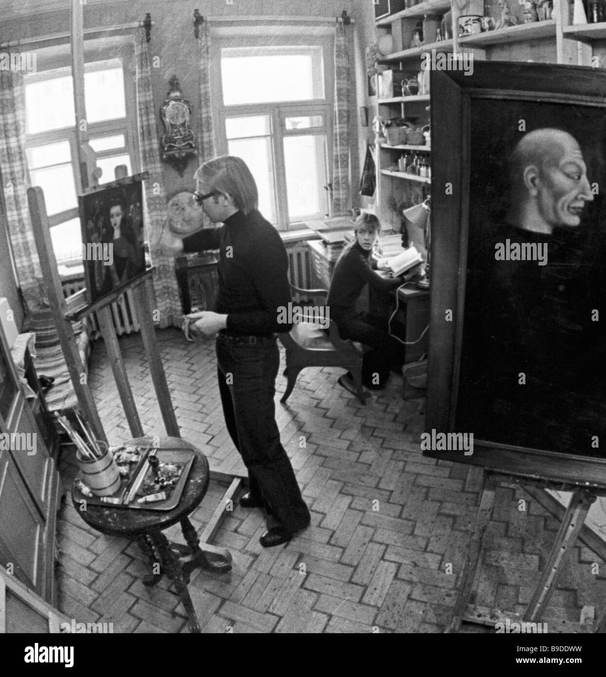 Moscow artists Olga Bulgakova and Alexander Sitnikov at home Stock ...