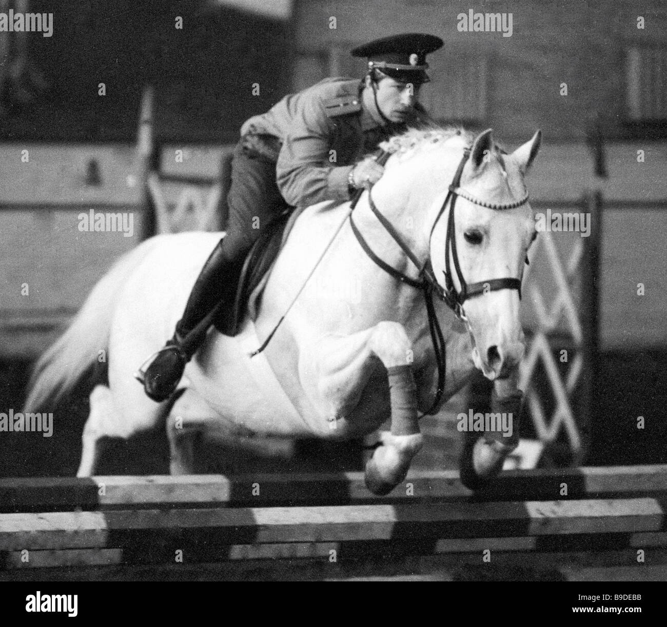 A triathlon athlete Vladimir Tishkin training Hurdle race Stock Photo ...