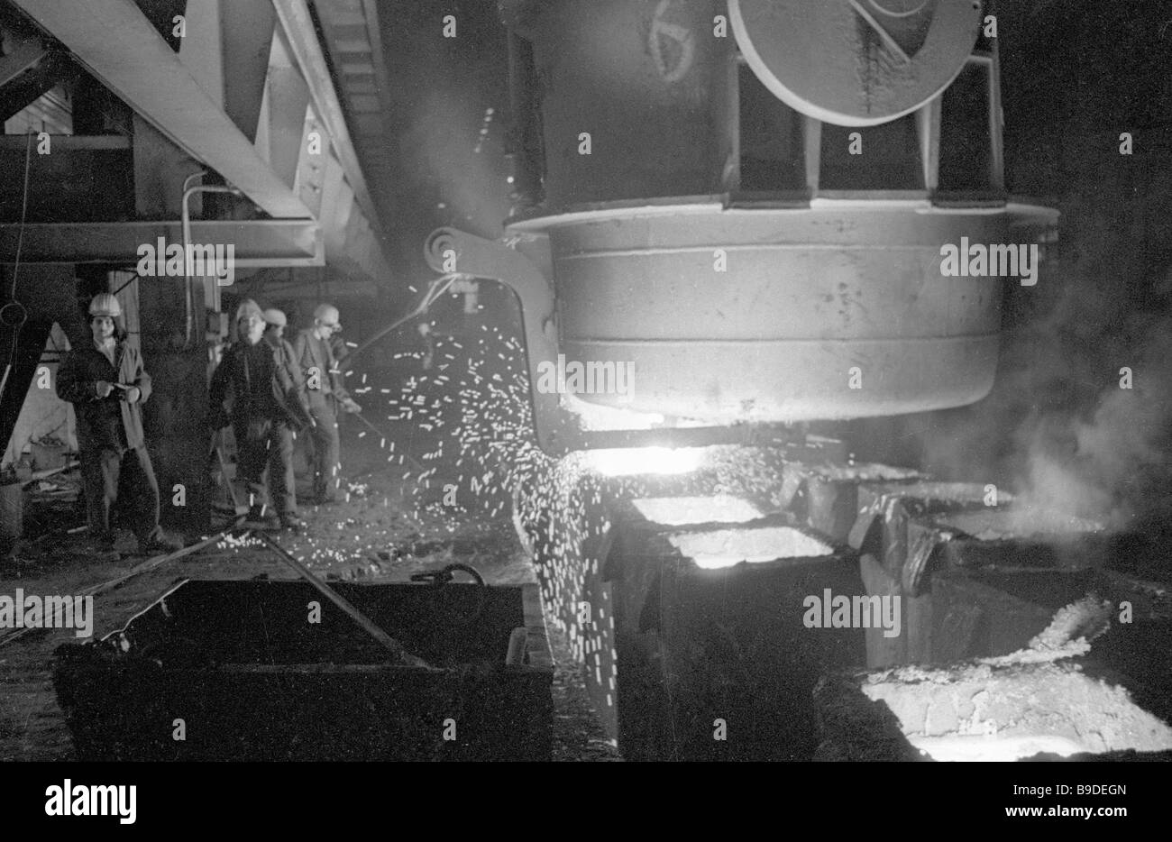 Teeming operation in converter plant of Krivoi Rog Steel Works Stock ...