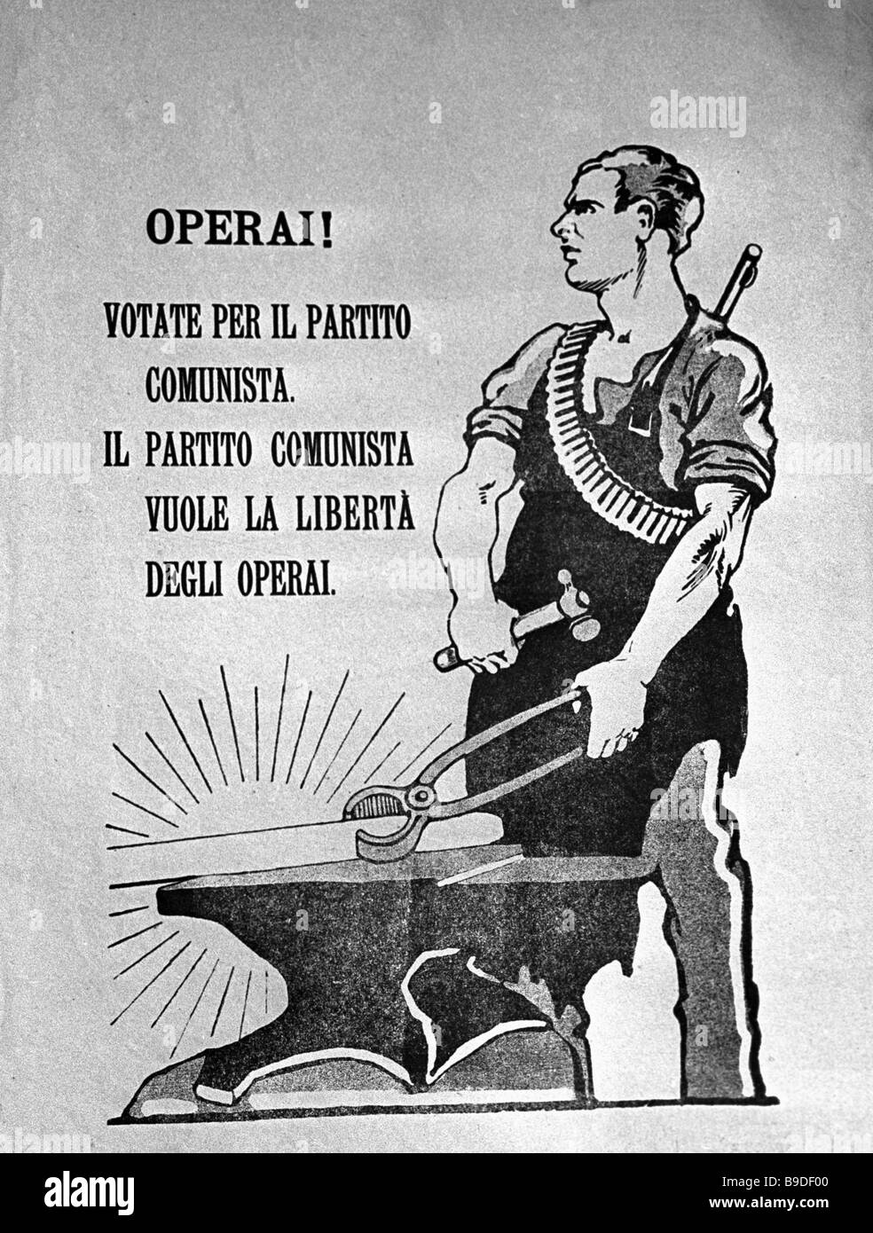 A reproduction of the poster Workers vote for the Communist Party ...
