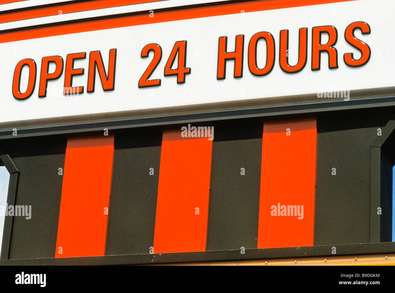 open 24 hours business sign Stock Photo - Alamy