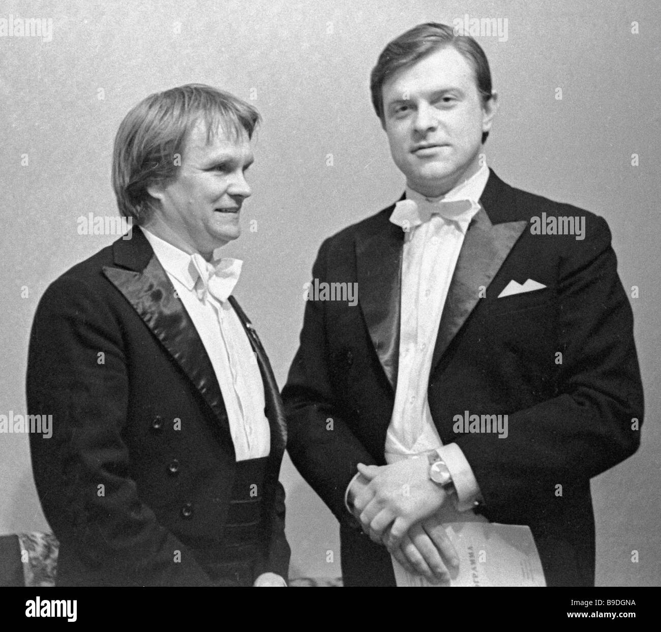 Conductor Vladimir Fedoseyev left and singer Vladislav Veresnikov right ...