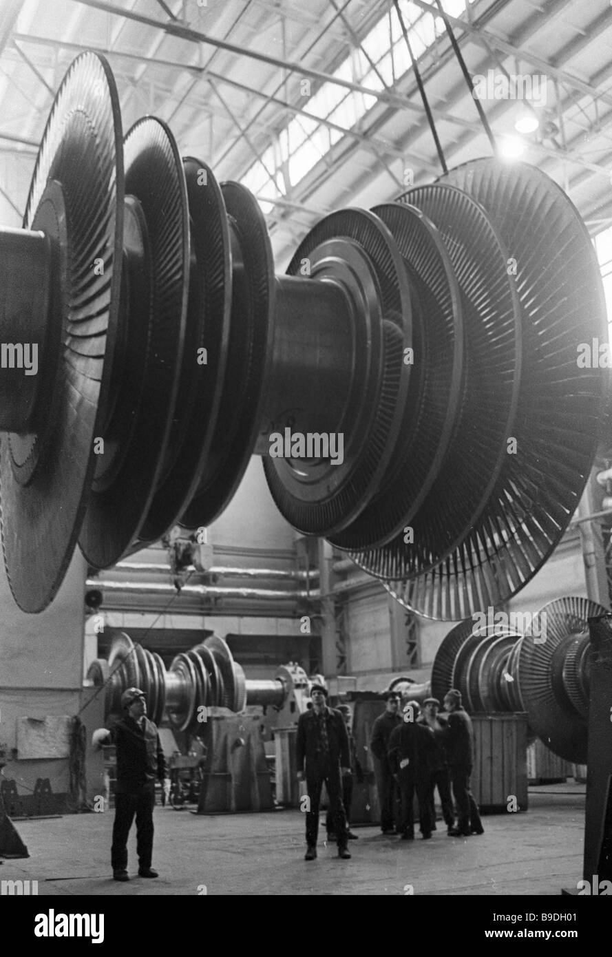 A steam turbine test bed at the Leningrad Metal Works turbine ...