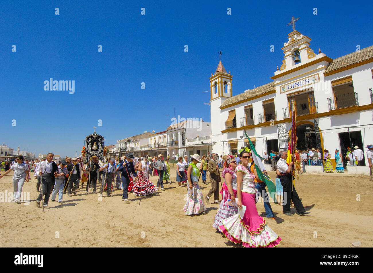Pilgrims At El Rocio Village pilgrimage Romeria to El Rocío Almonte ...