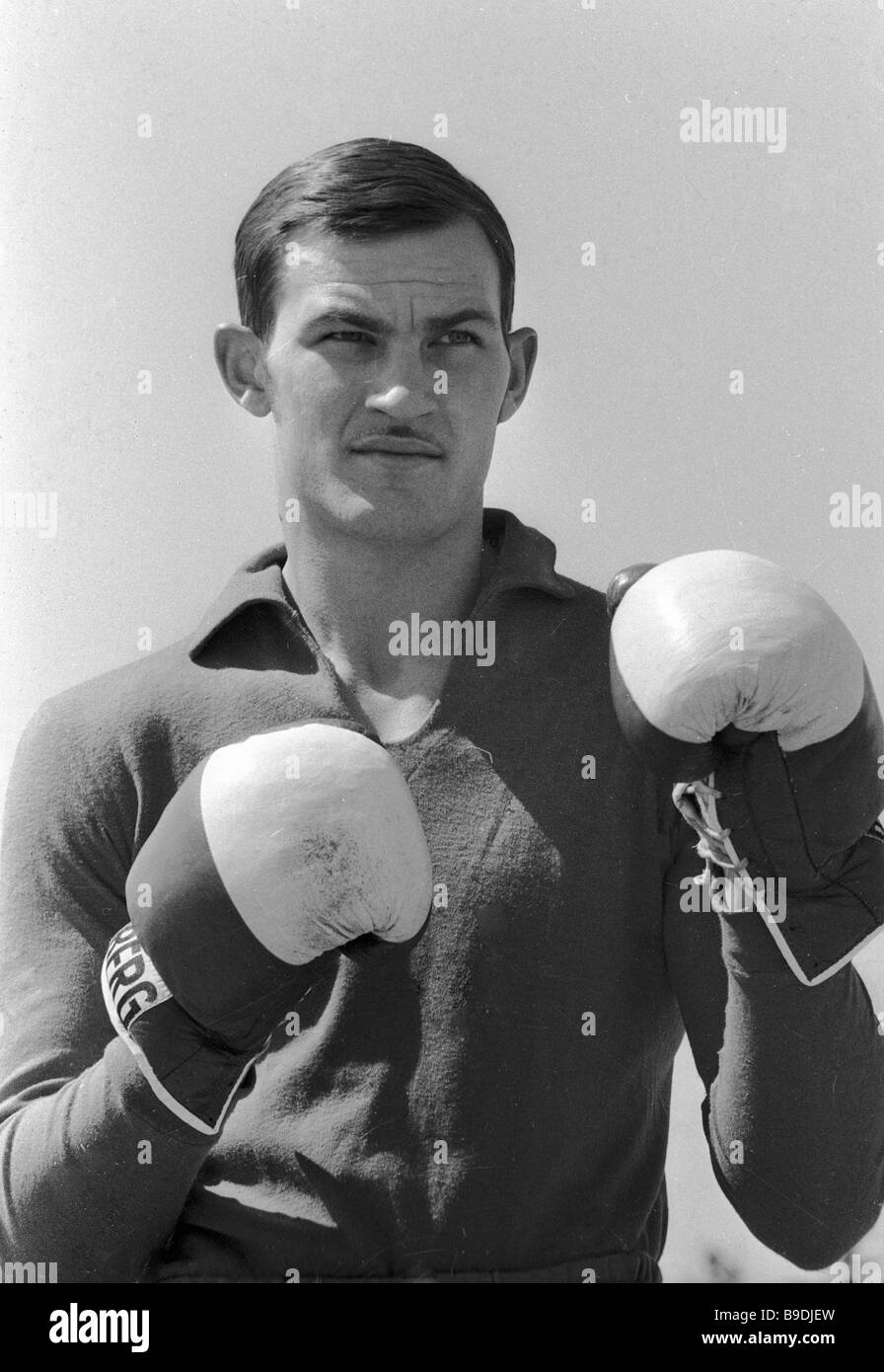 The Soviet national boxing team s member Vyacheslav Lemeshev two times ...