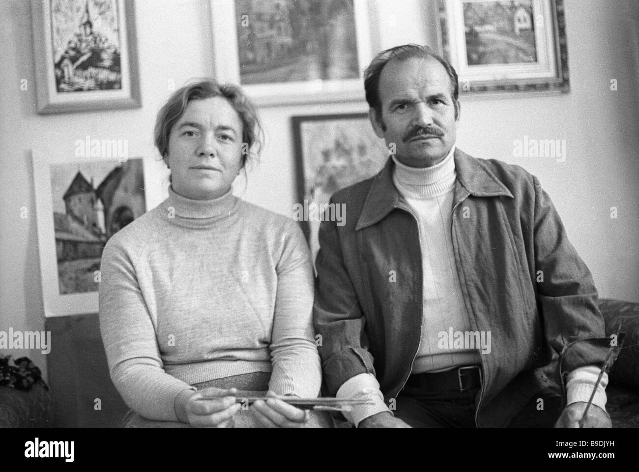 Artist Alexei Belykh and his wife Stock Photo - Alamy