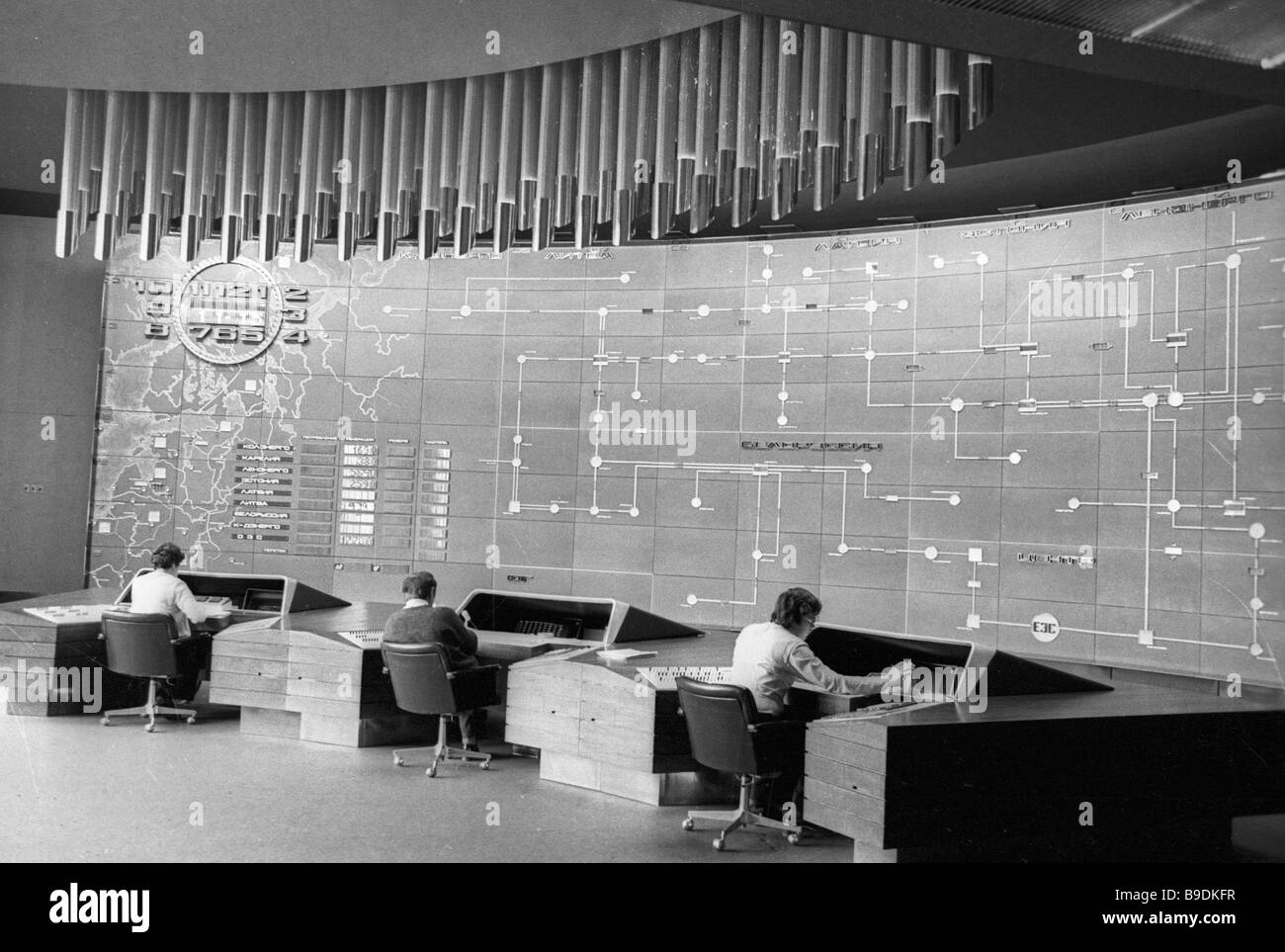 Dispatchers monitor instrument readings on main control panel of North ...