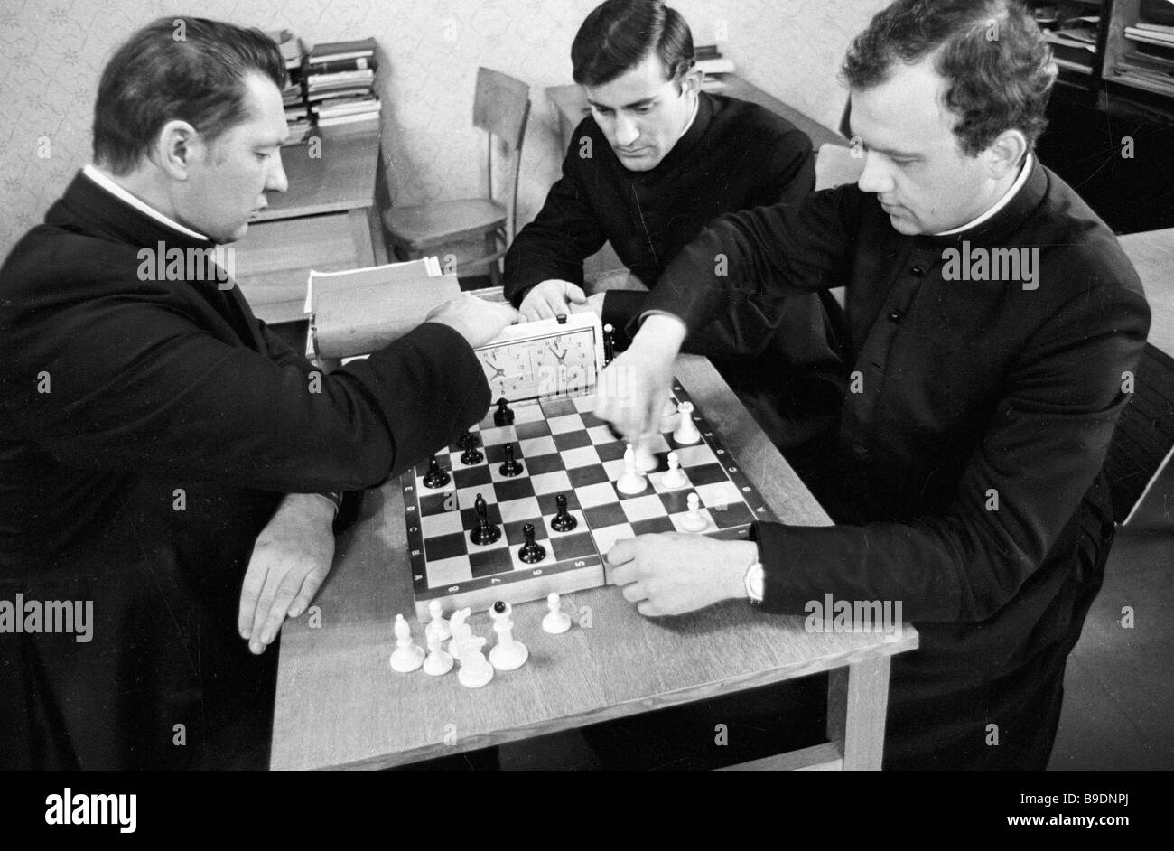Seminary students playing chess Stock Photo - Alamy
